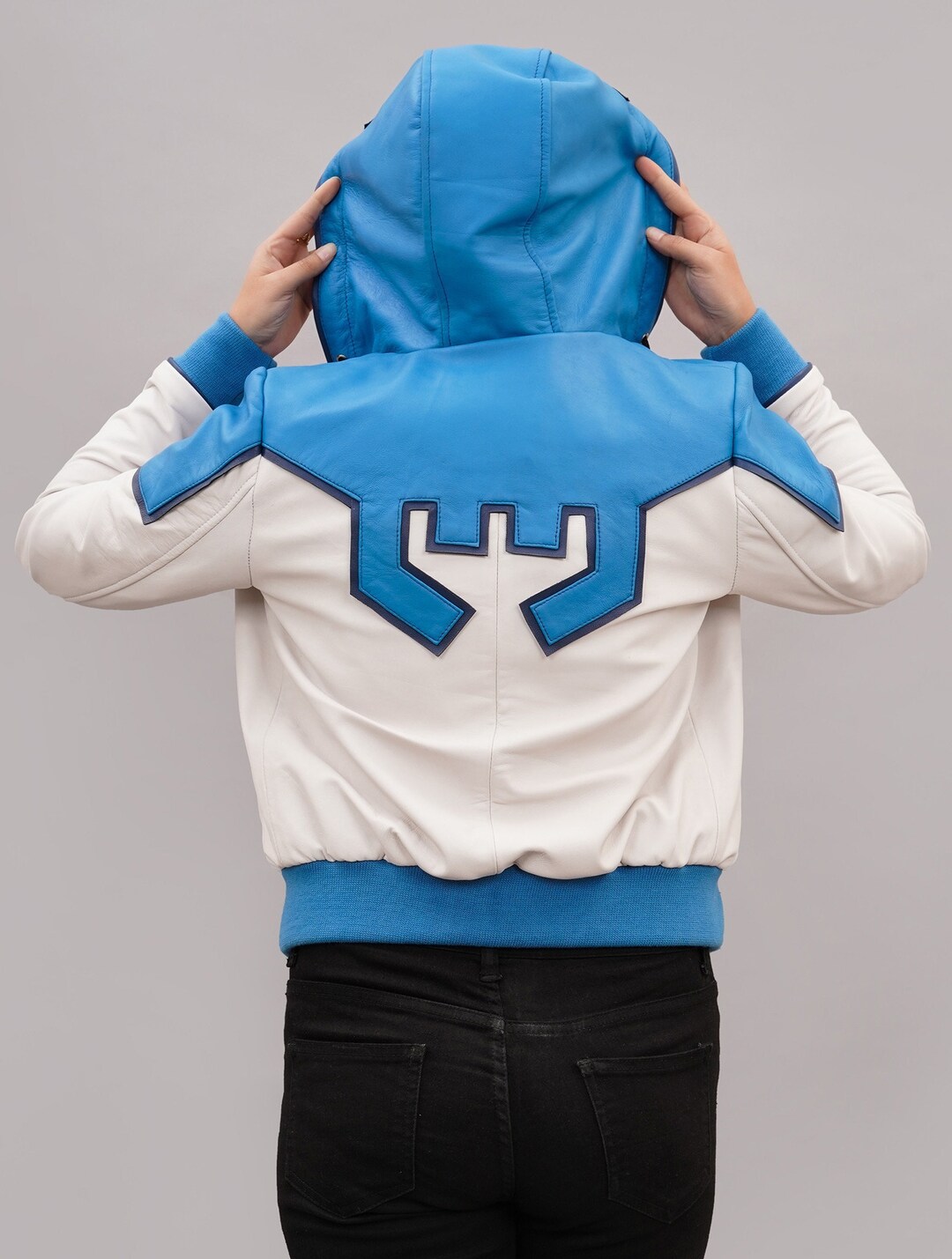 Handmade Inspired Jaime Reyes Beetle Jacket Bomber Cosplay Blue Leather ...