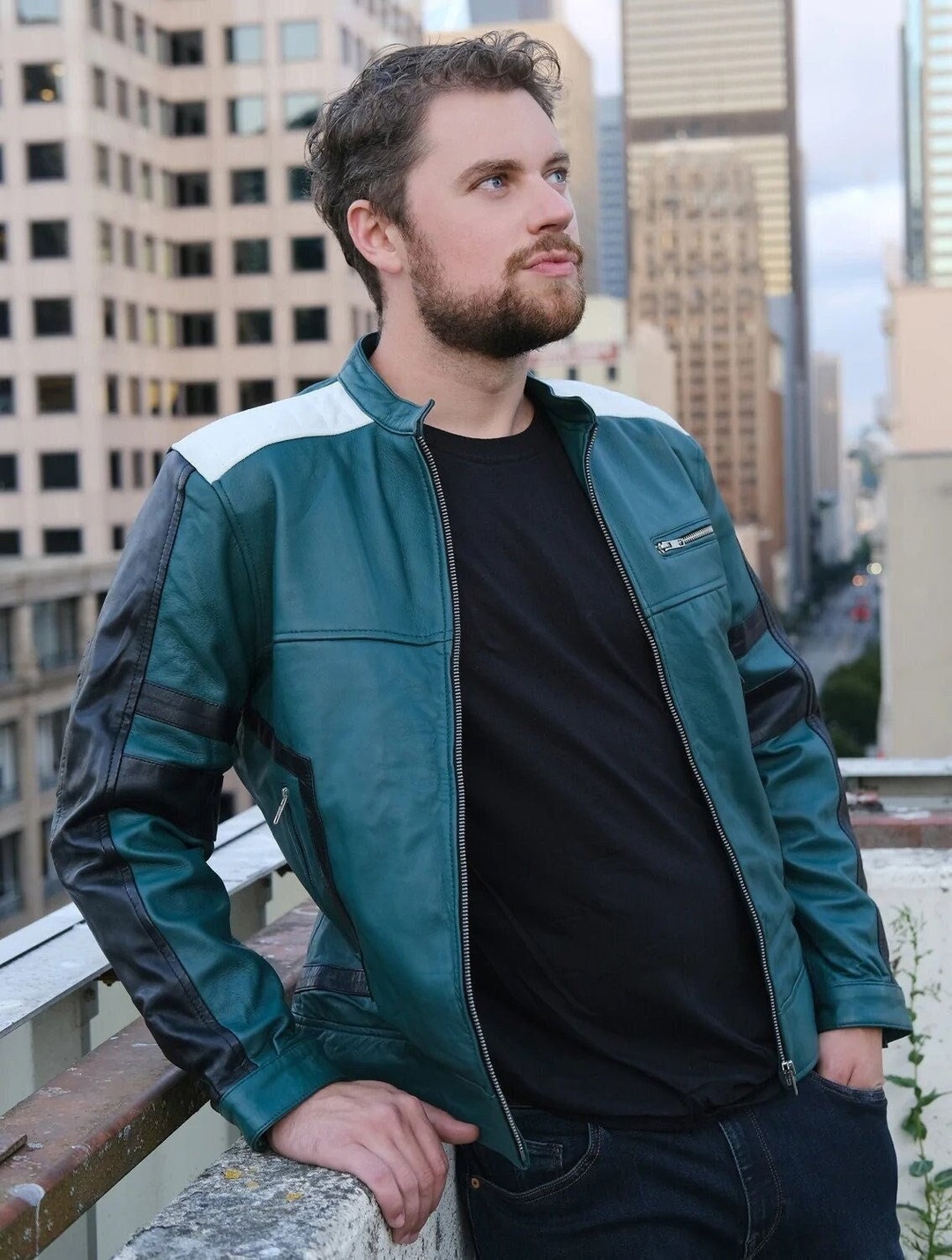 Handmade Mens Inspired Green and White Jacket Cosplay Costume Green and ...