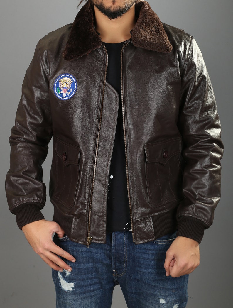 Air Force One Inspired John F. Kennedy Bomber Leather Jacket U.S A2 ...