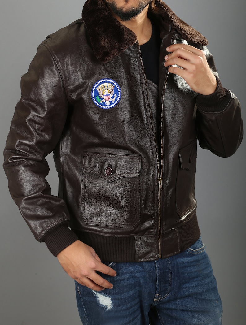 Air Force One Inspired John F. Kennedy Bomber Leather Jacket U.S A2 ...