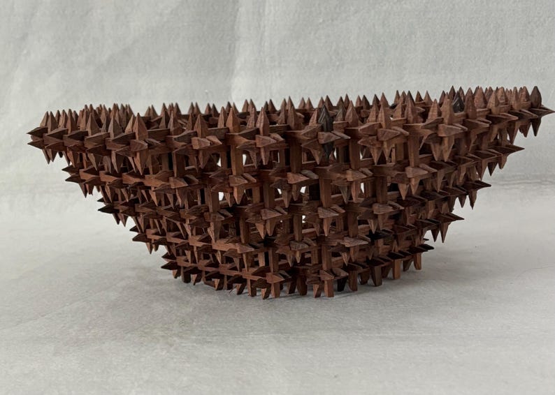 Tramp Art Basket- Crown of Thorns Variety - Redwood - Etsy