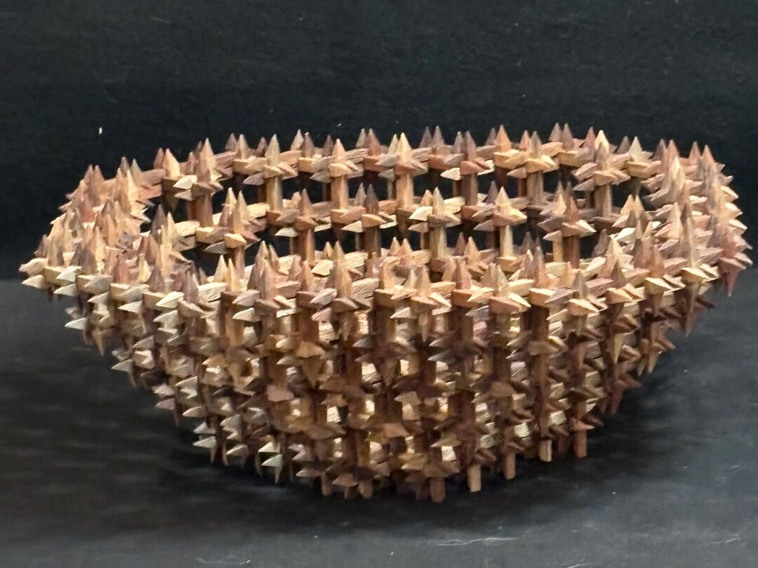 Tramp Art Basket Crown of Thorns Variety Redwood - Etsy