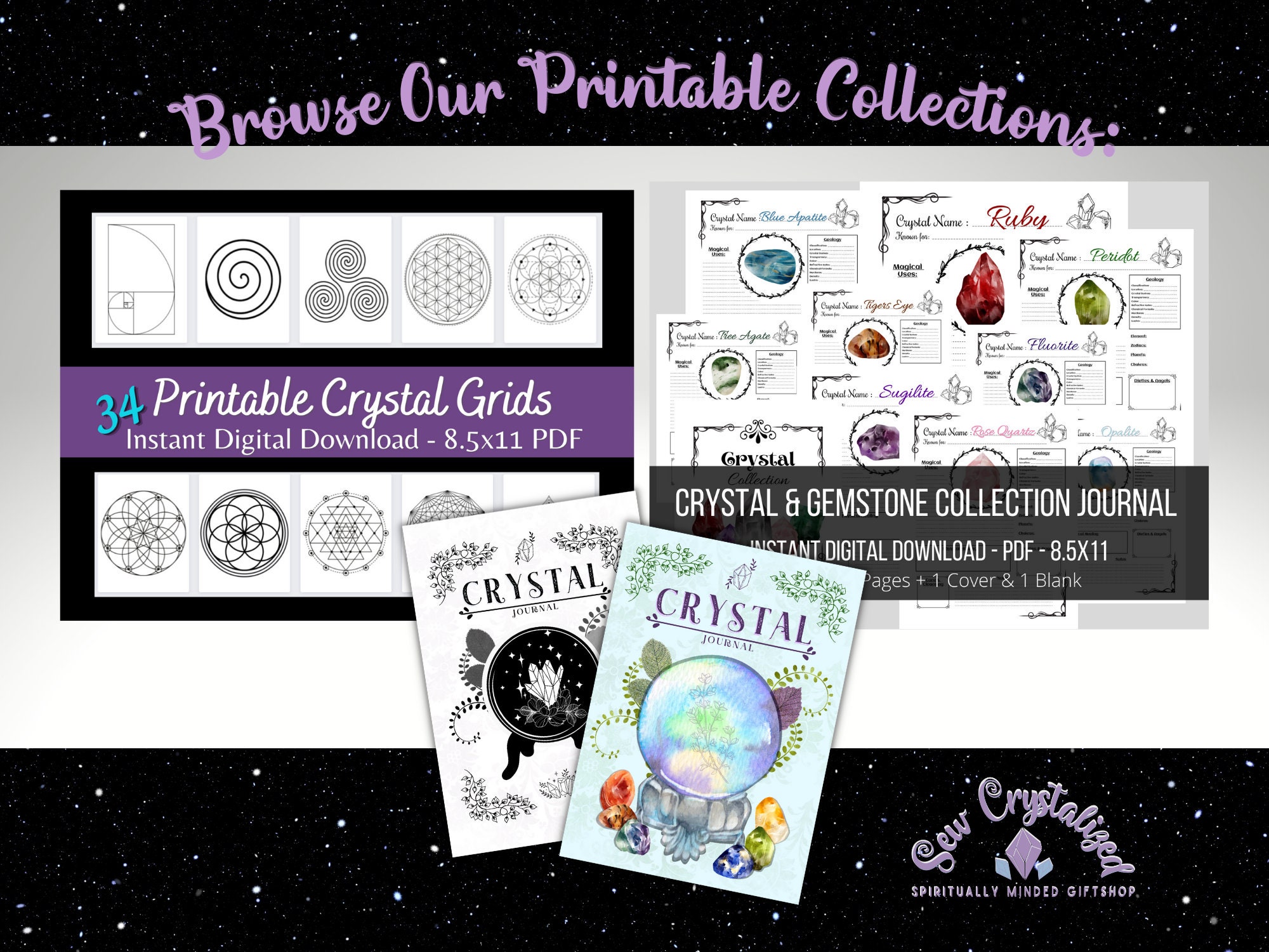 Crystal Stationary Printable Crystal Themed Writing Journal - Etsy