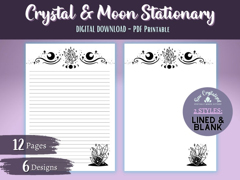 Crystal Stationary Printable Crystal Themed Writing Journal - Etsy