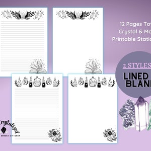 Crystal Stationary, Printable Crystal Themed Writing Journal Paper ...