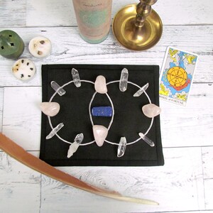 Embroidered Sacred Geometry Crystal Grid Mat for Healing, Meditation ...