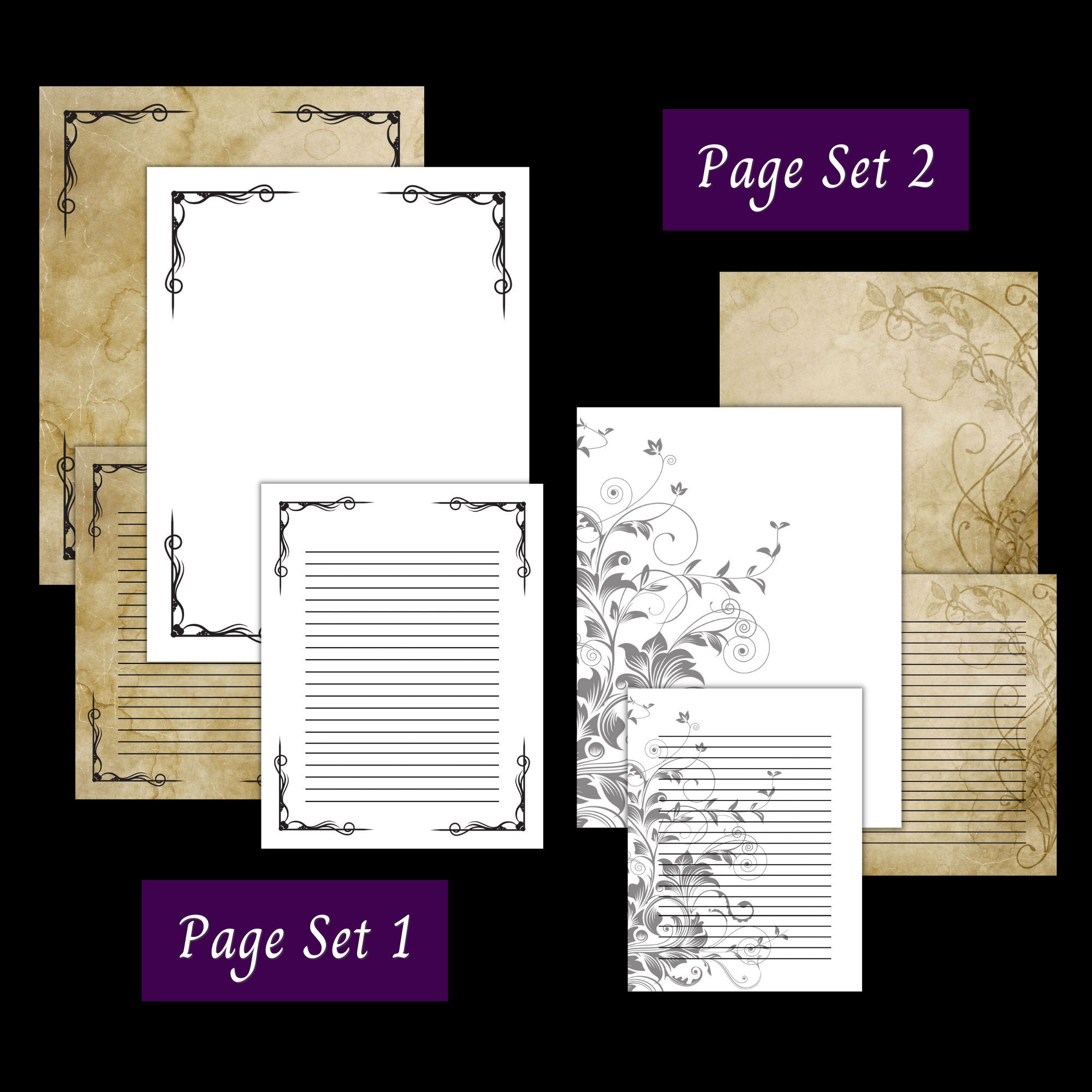 Digital Download. Decorative Journal, Stationary, or Grimoire Pages ...