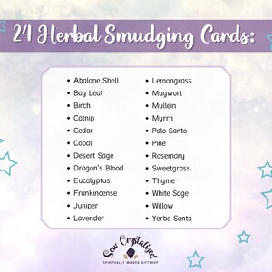 Printable Herbal Smudging Card Descriptions - Etsy