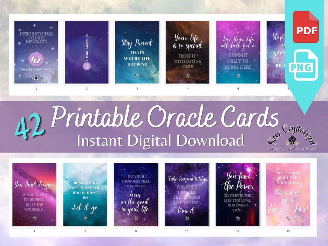 Digital Download, Oracle Cards, 42 Inspirational Cosmic Messages ...