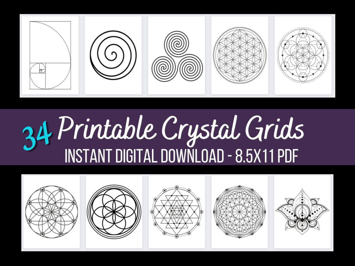 Crystal Grids Digital Download. 34 Printable Crystal Grid. - Etsy