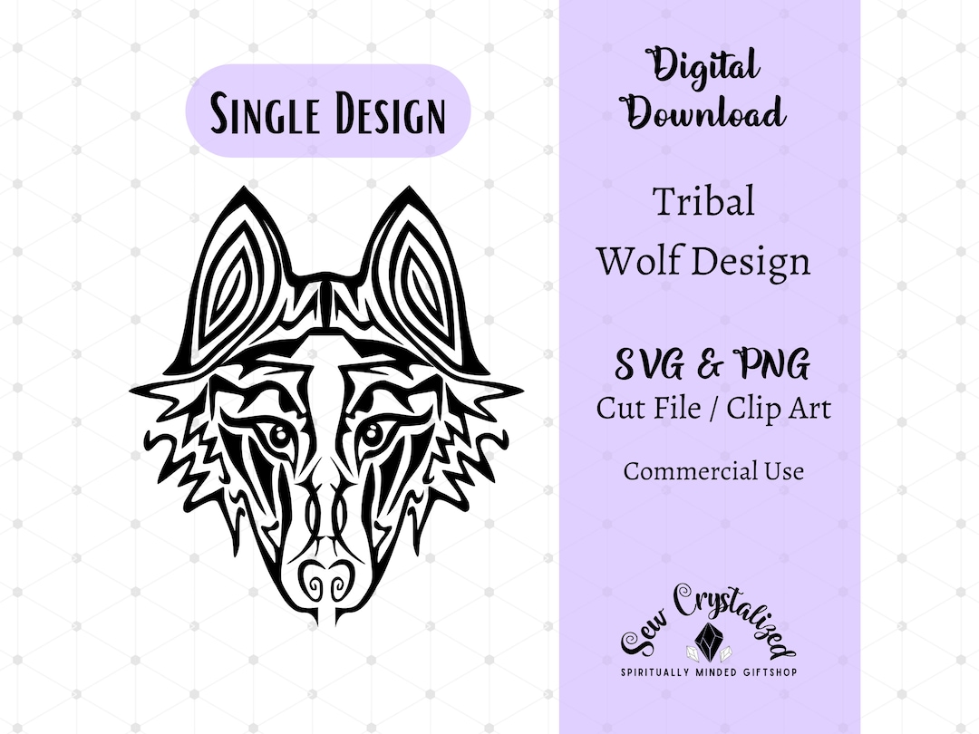 Tribal Wolf SVG and PNG, Tribal Wolf Cut File, Tribal Wolf Face SVG ...