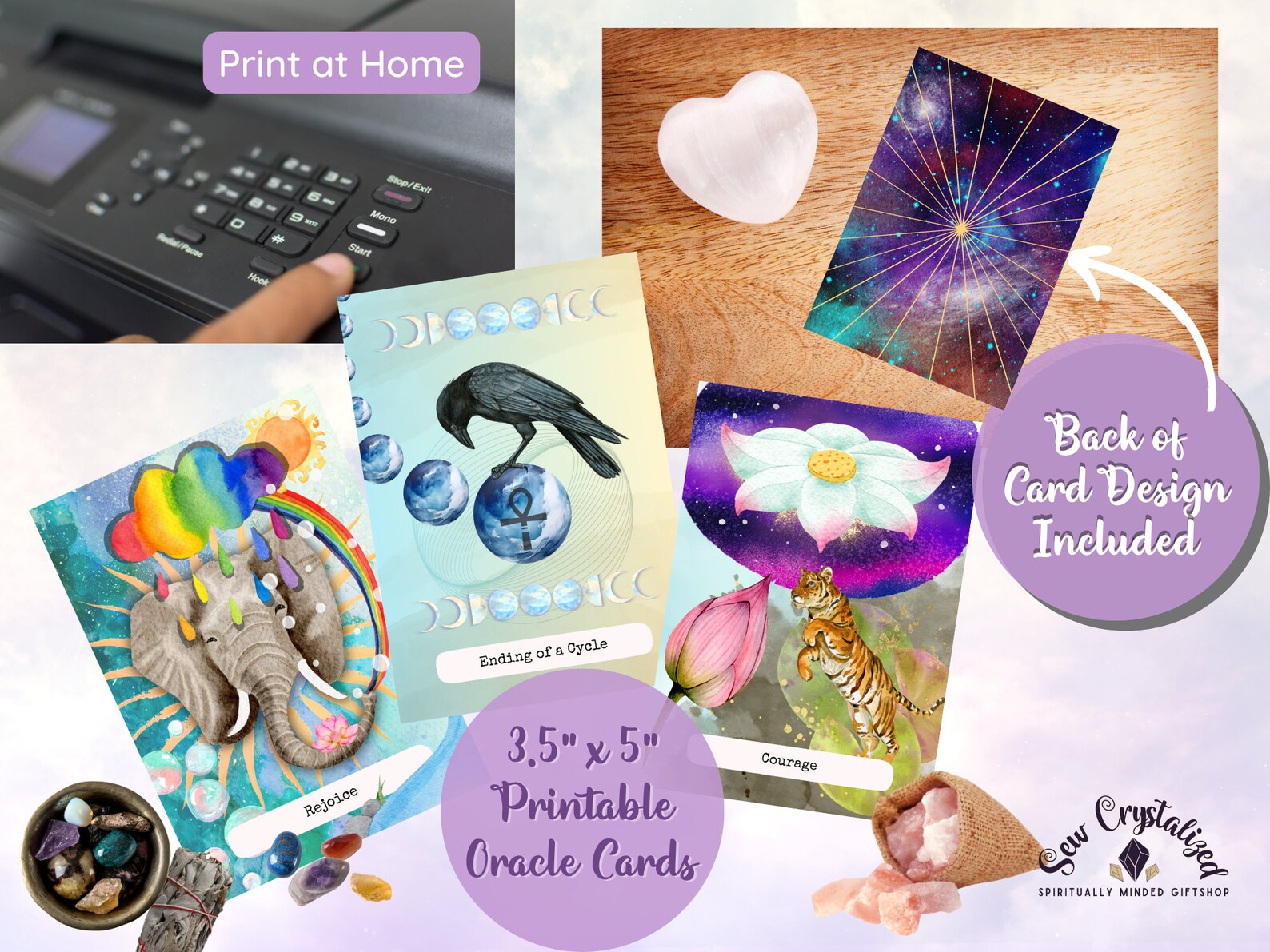 Digital Download, Oracle Cards, 36 Intuitive Messages, Printable Deck ...