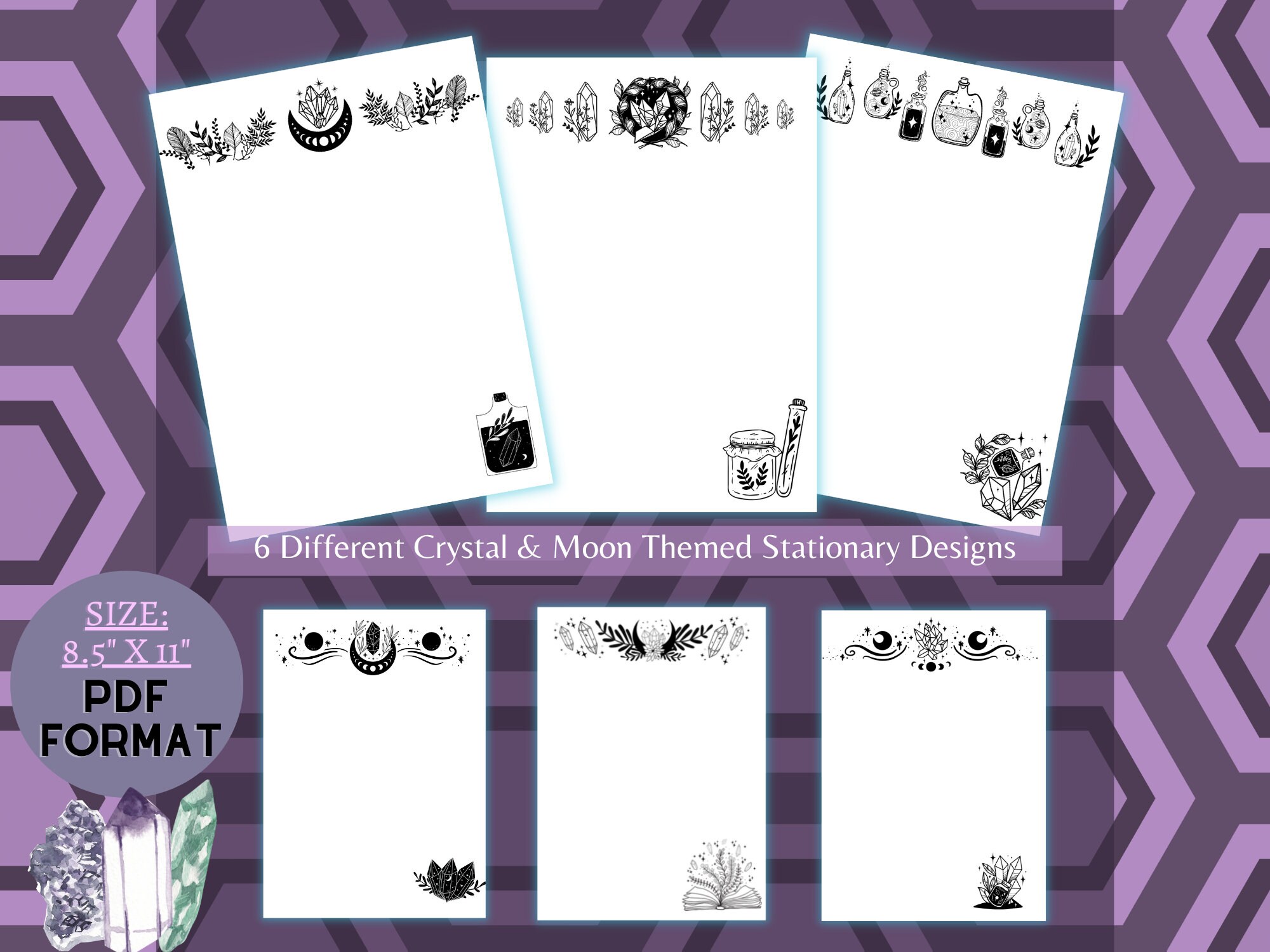 Crystal Stationary Printable Crystal Themed Writing Journal - Etsy