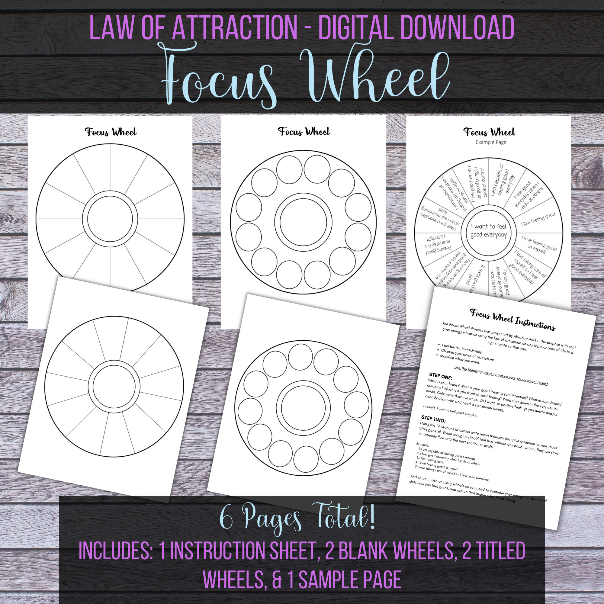 Focus Wheel. Digital Download. Abraham Hicks Law of Attraction PDF ...