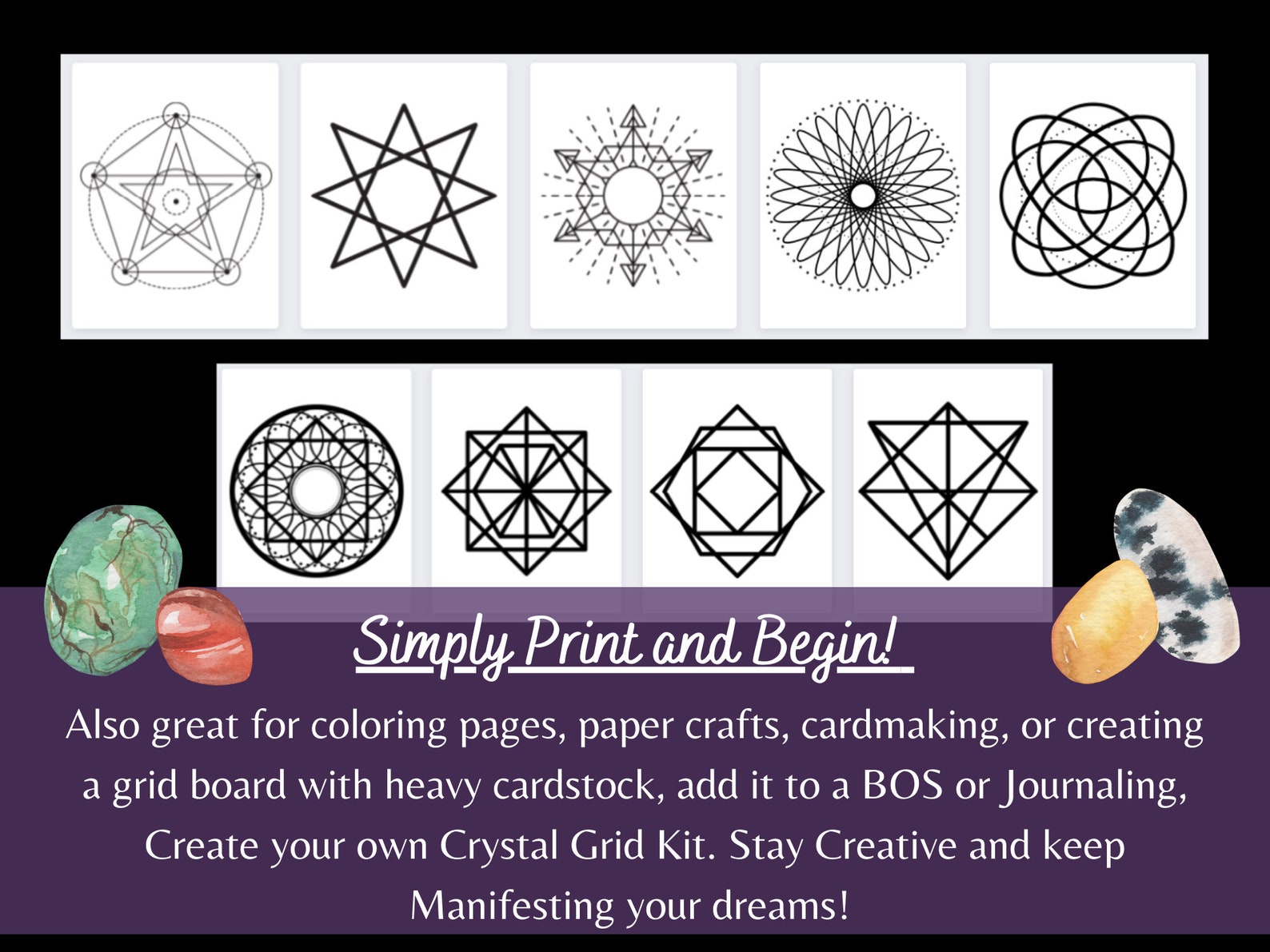 Crystal Grids Digital Download. 34 Printable Crystal Grid. Sacred ...