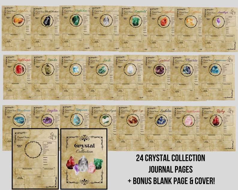 Digital Download. Crystal Collectors Template Page PDF. | Etsy