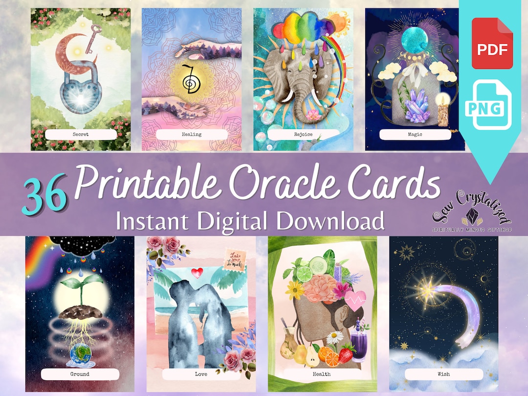 Digital Download, Oracle Cards, 36 Intuitive Messages, Printable Deck ...