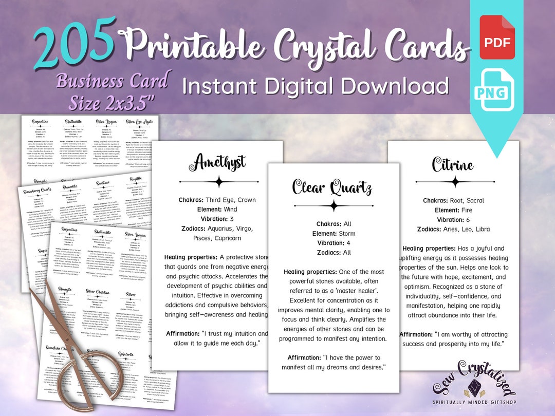 Printable Crystal Card Descriptions - Etsy