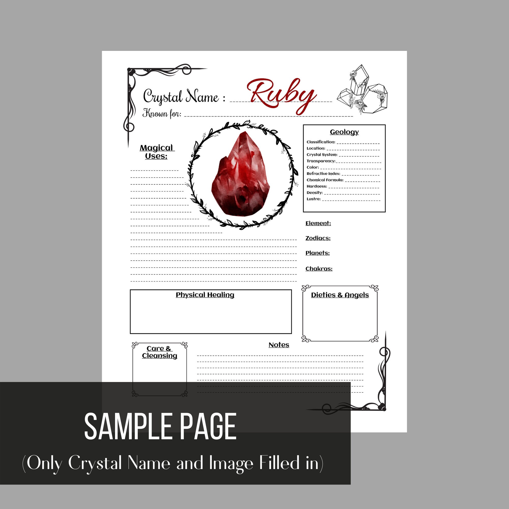 Digital Download. Crystal Collectors Template Page PDF. Grimoire Pages ...