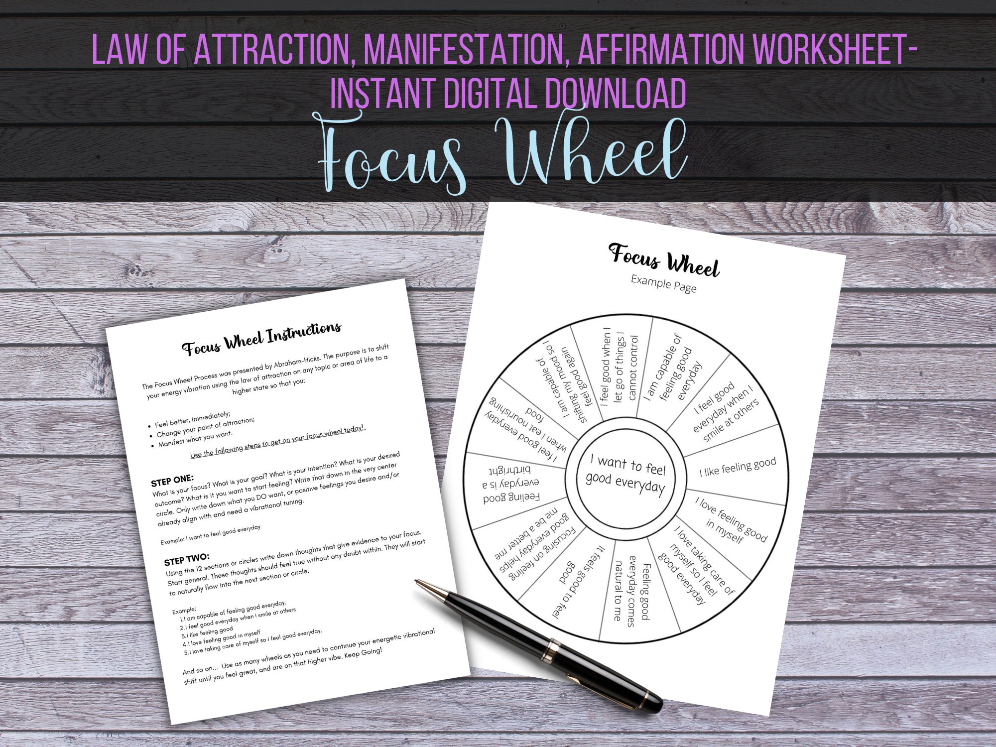 Focus Wheel. Digital Download. Abraham Hicks Law of Attraction - Etsy ...