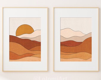 Mountain Set of 2 Prints Boho Printable Wall Art Boho - Etsy