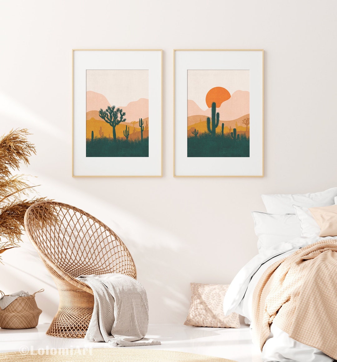 Set of 2 Desert Prints, Southwestern Wall Art, Joshua Tree ...