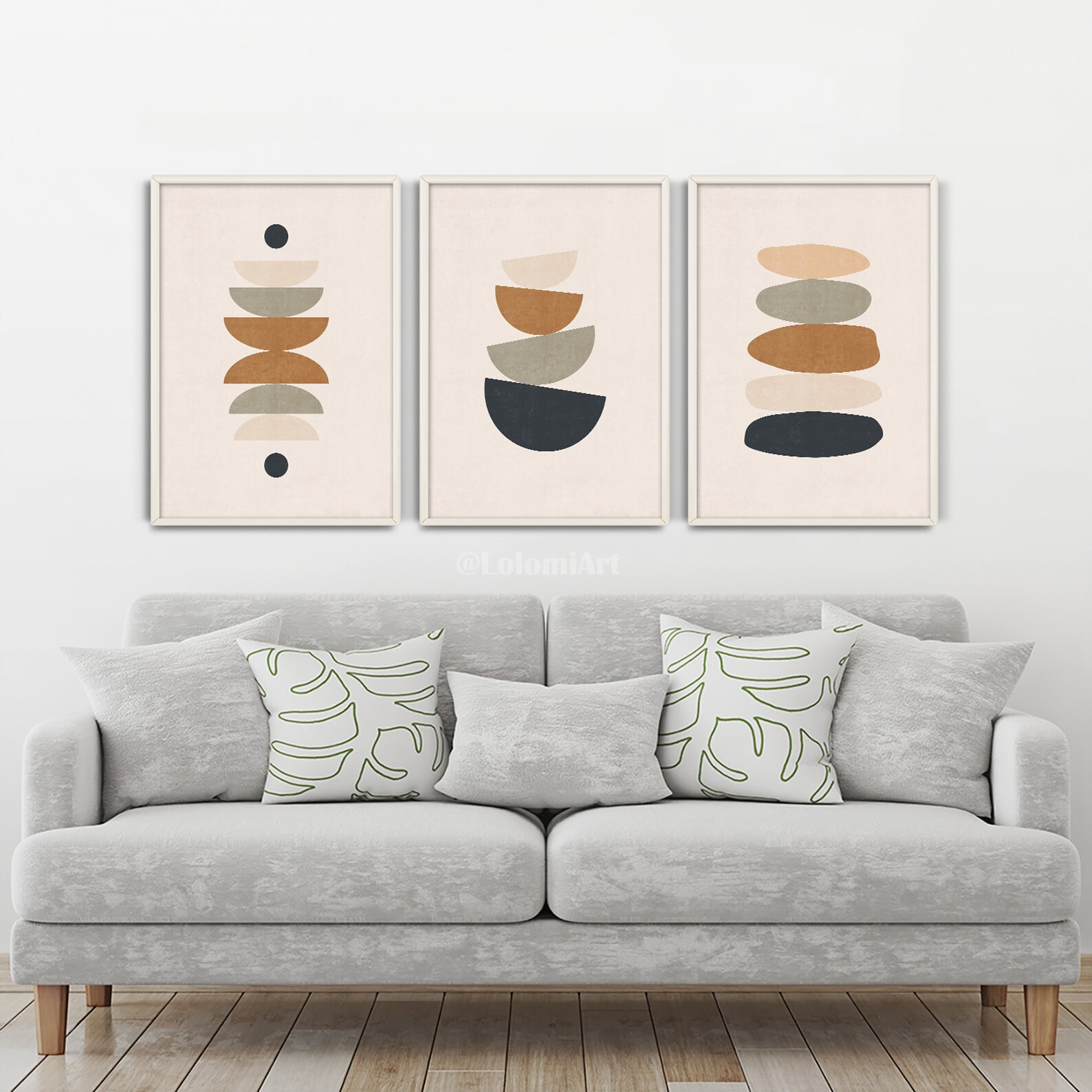 Set of 3 Wall Art Geometric Art Set Mid Century Modern Wall - Etsy