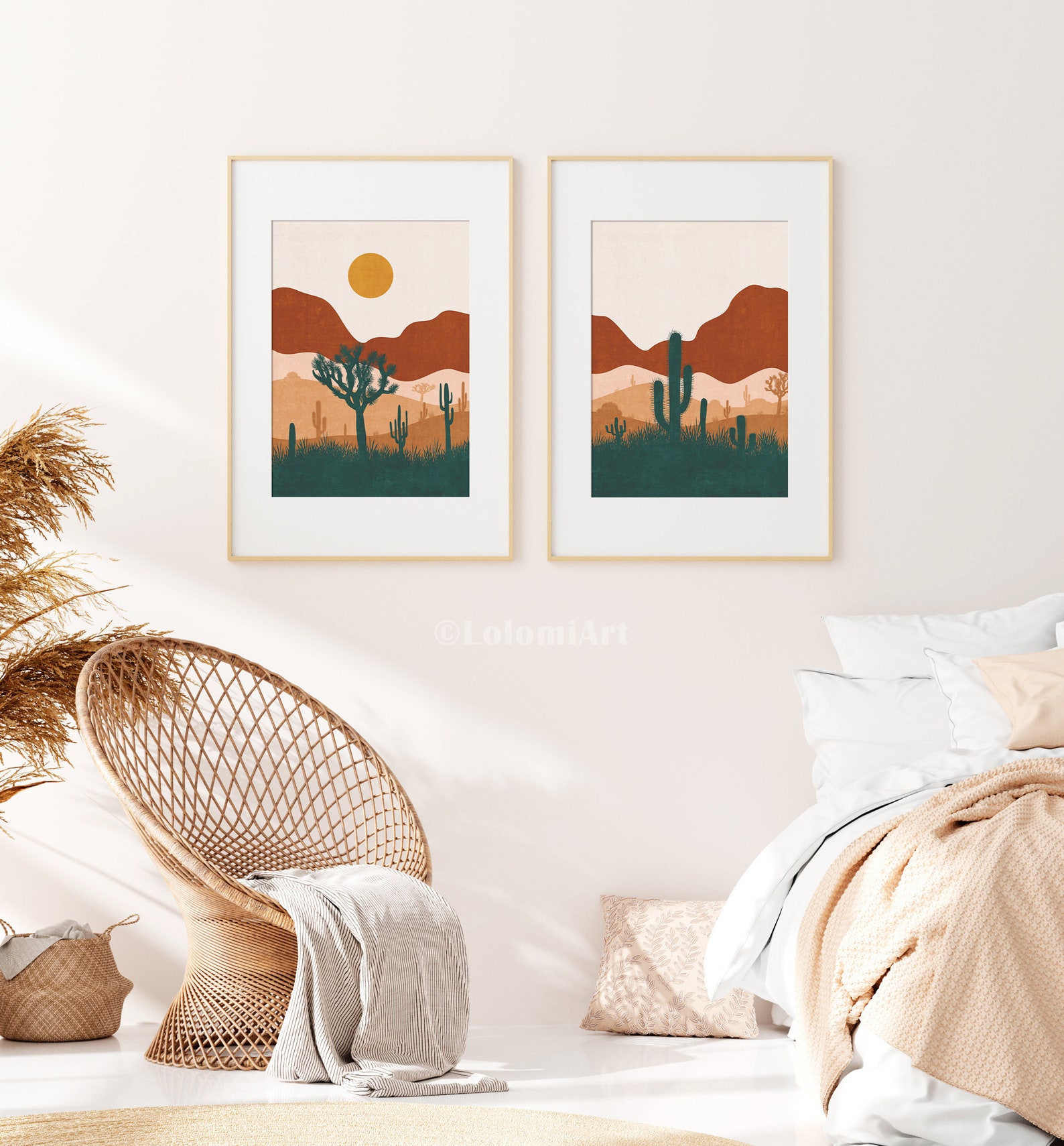 Desert Print Set of 2 Abstract Wall Art Printable - Etsy