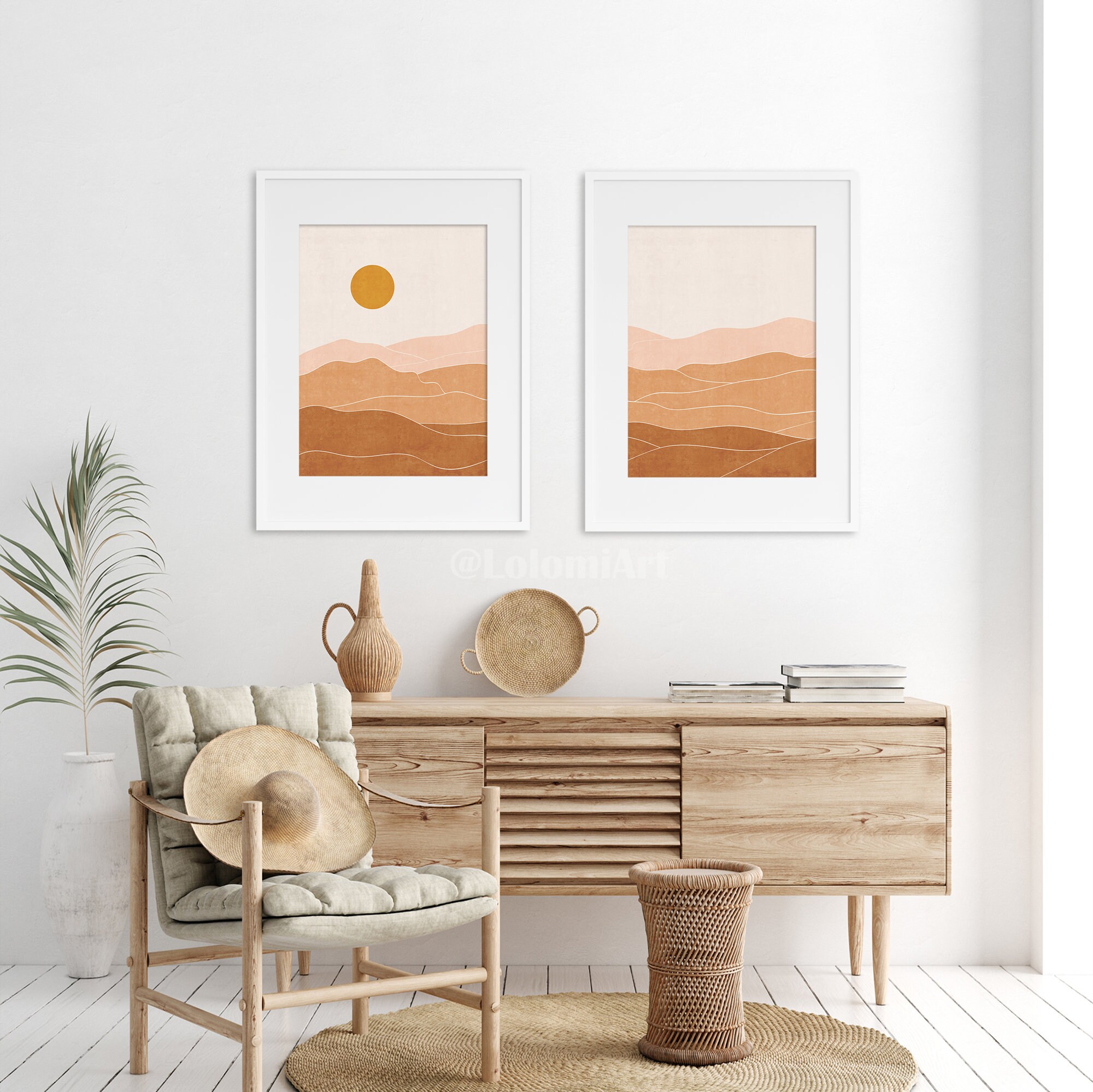 Mountain Boho Wall Art Print Set of 2 Prints Printable Wall | Etsy