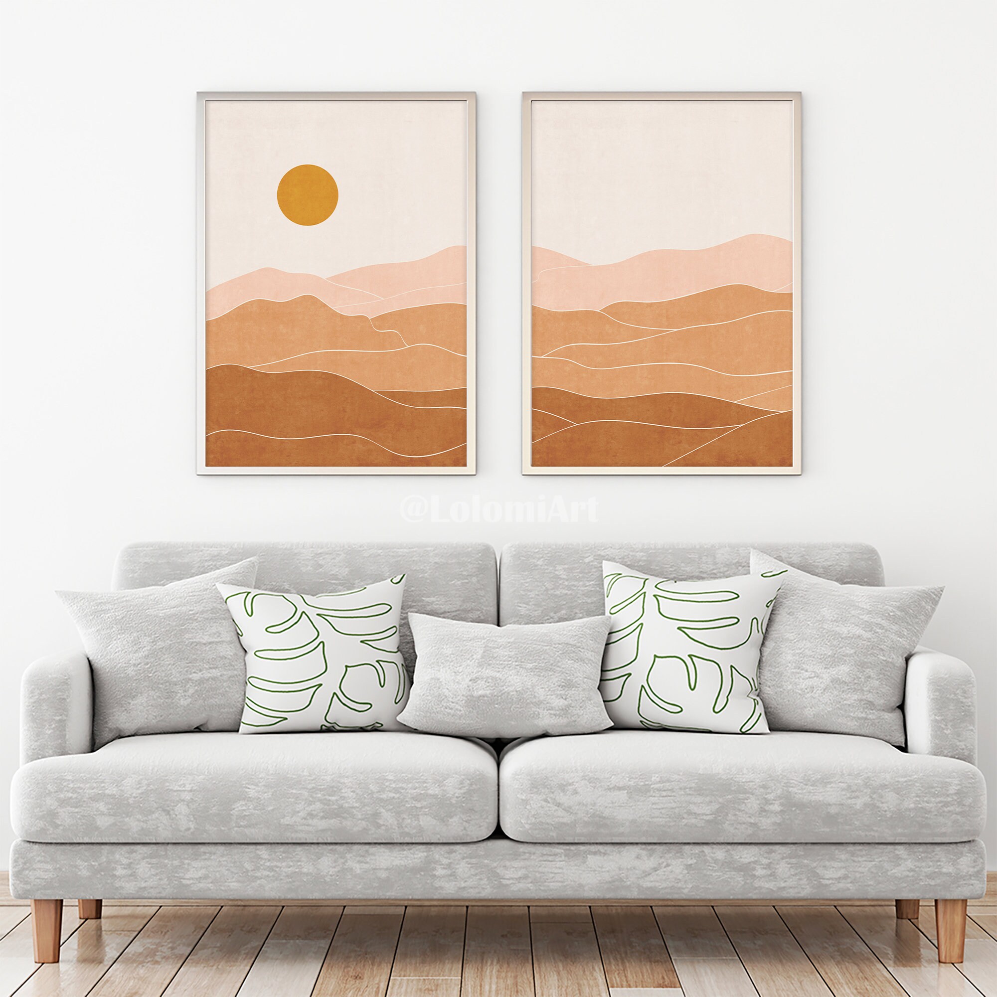 Mountain Boho Wall Art Print Set of 2 Prints Printable Wall | Etsy