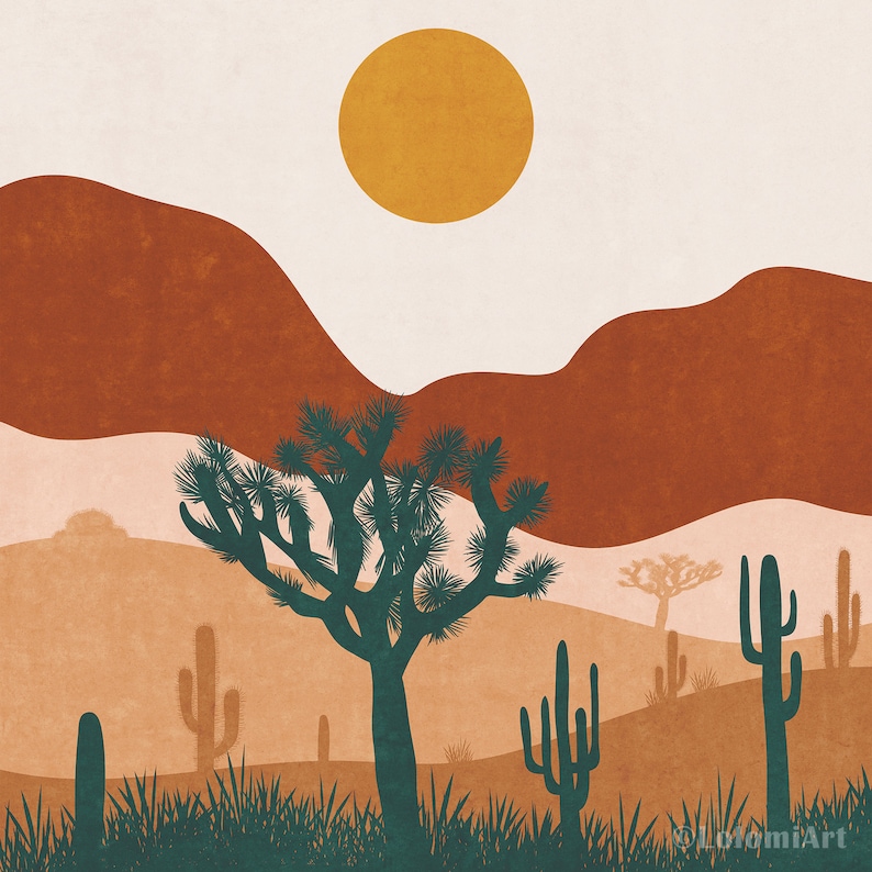 Desert Print Set of 2 Abstract Wall Art Printable - Etsy