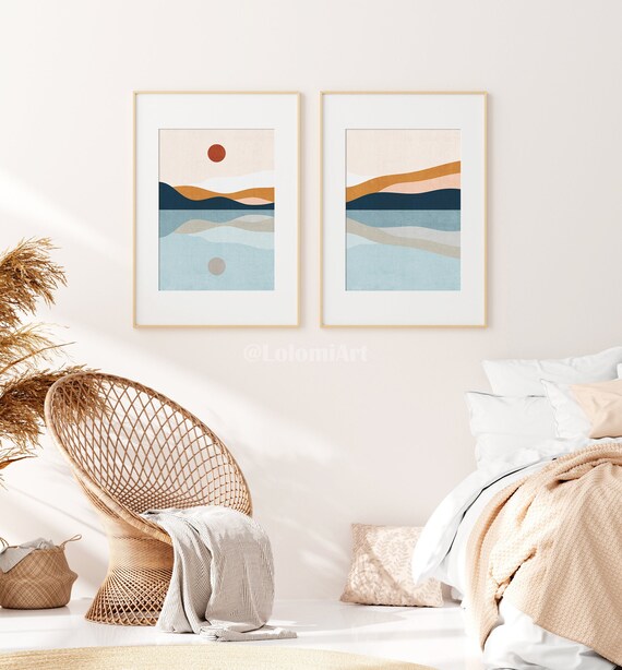 Mountain Set of 2 Prints Boho Printable Wall Art Boho - Etsy
