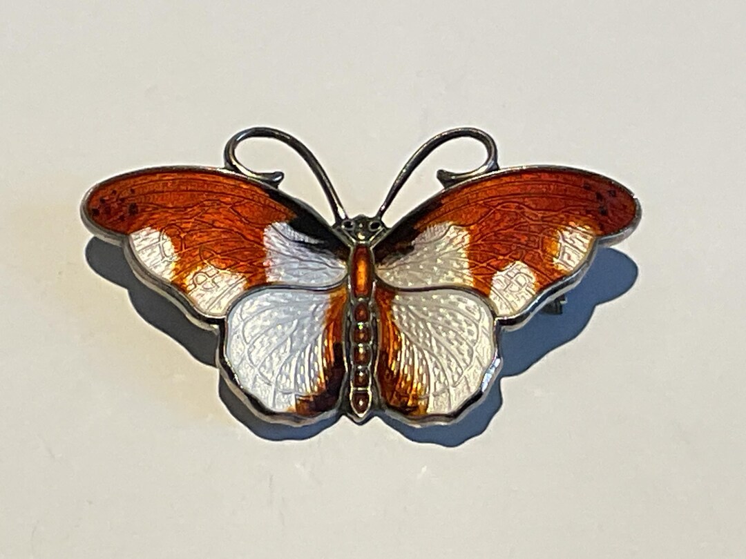 Hroar Prydz Norway Red Enamel on Silver Butterfly Brooch - Etsy