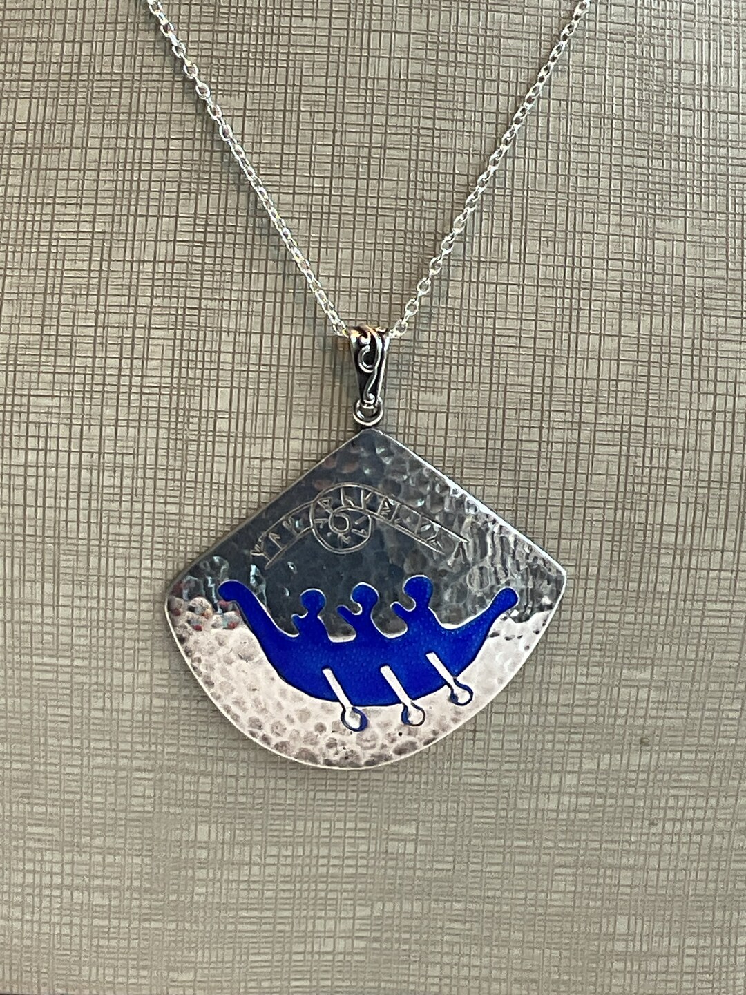 Meka Denmark Blue Enamel & Silver Pendant - Etsy