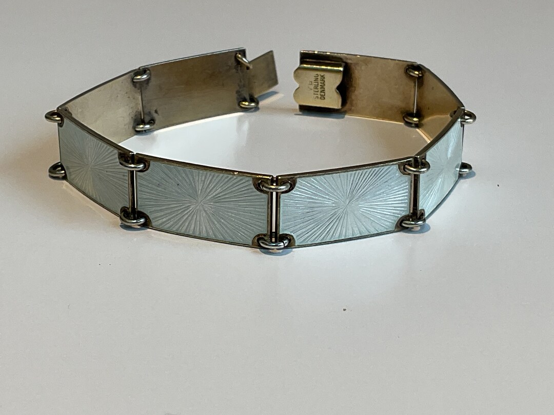 Volmer Bahner Denmark White Enamel on Silver Panel Bracelet - Etsy