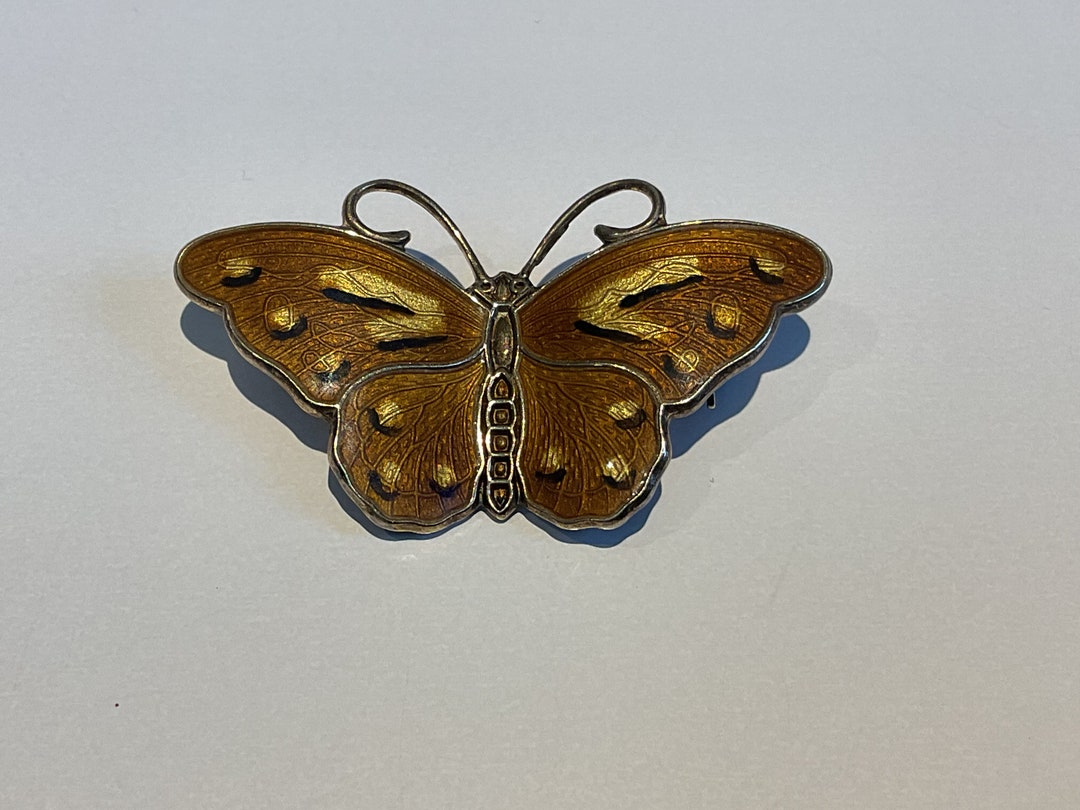 Hroar Prydz Norway Brown Enamel on Silver Butterfly Brooch - Etsy