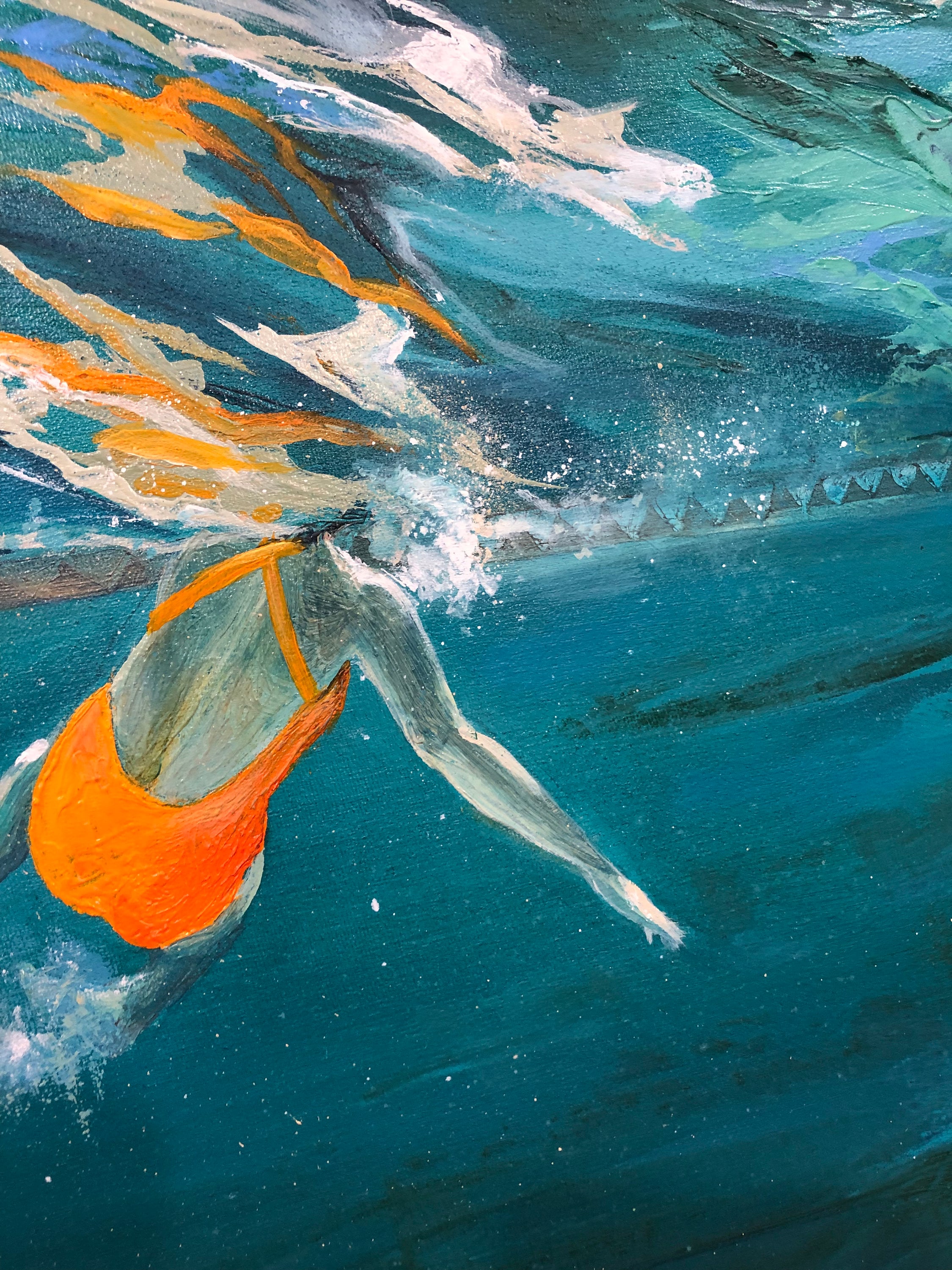 Swimming Pool Artwork for Summer Home Lake Art for Vacation Home Teal ...