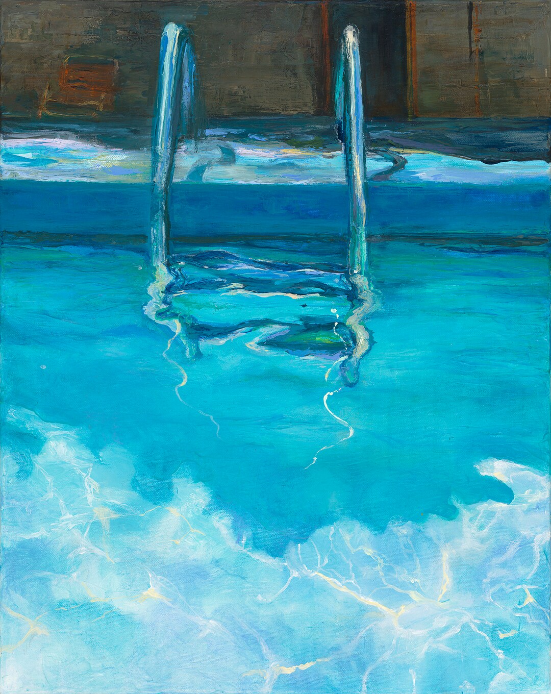 Swimming Pool Ladder Art Print: Blue Water Landscape, Summer Wall Decor ...