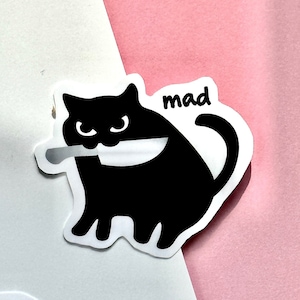 Black Cat With Knife Sticker Angry Cat Black Car Stickers Funny Sticker ...