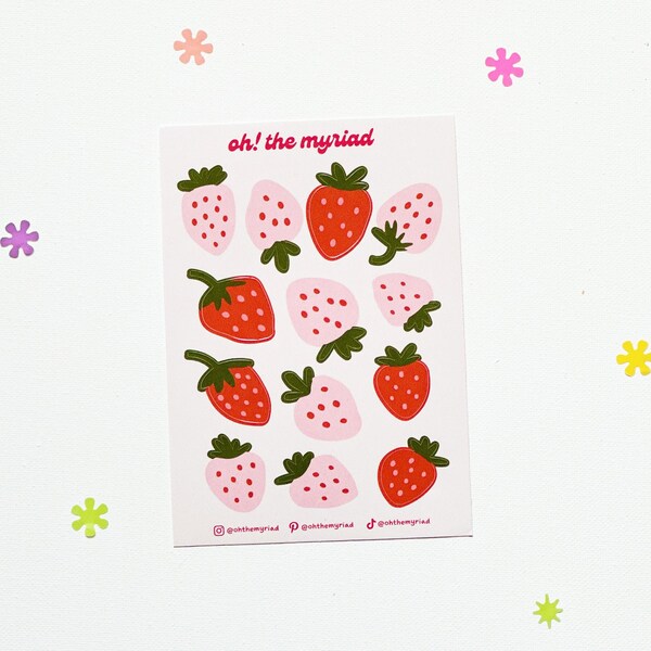 Strawberry Vinyl Sticker - Etsy