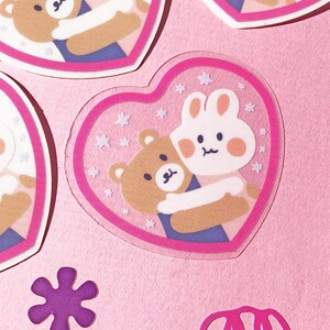 Bunny and Bear CLEAR Valentine Sticker Gloss Clear Vinyl Sticker Laptop ...