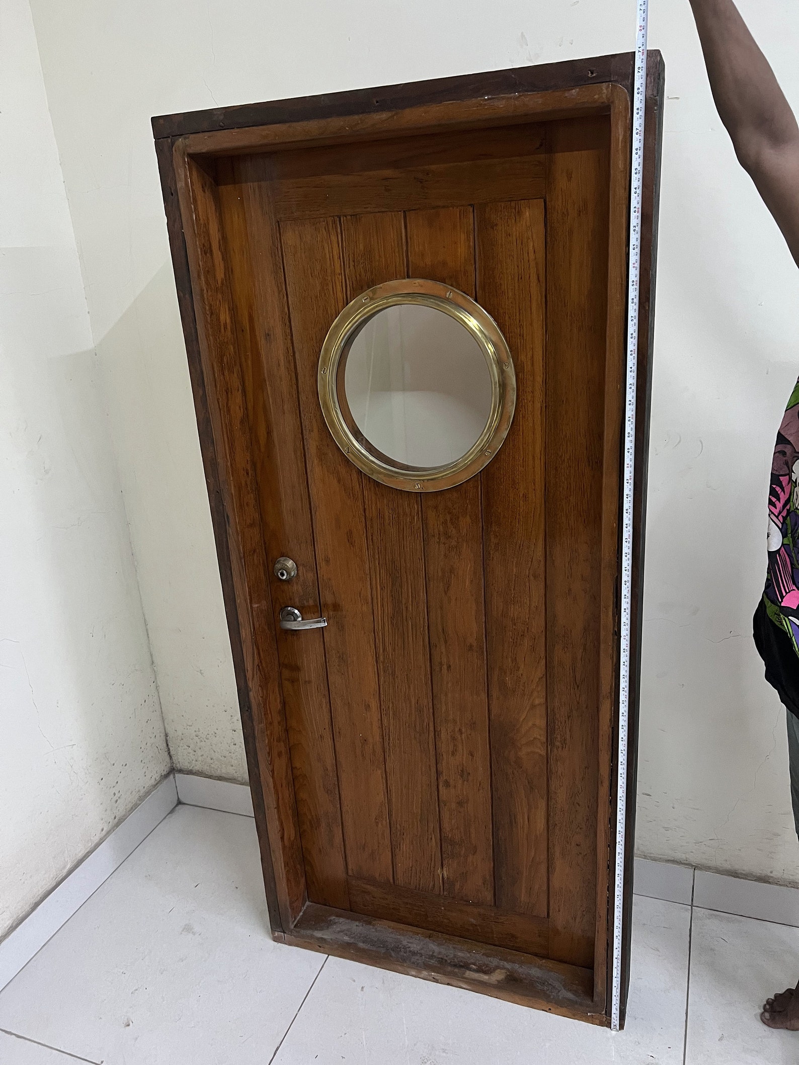 Nautical Antique Refurbish Vintage Ship Teak Wooden Door With Brass ...