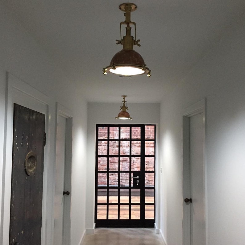Nautical Marine Ship Cargo Smooth Copper & Brass Pendant/ceiling/mount ...