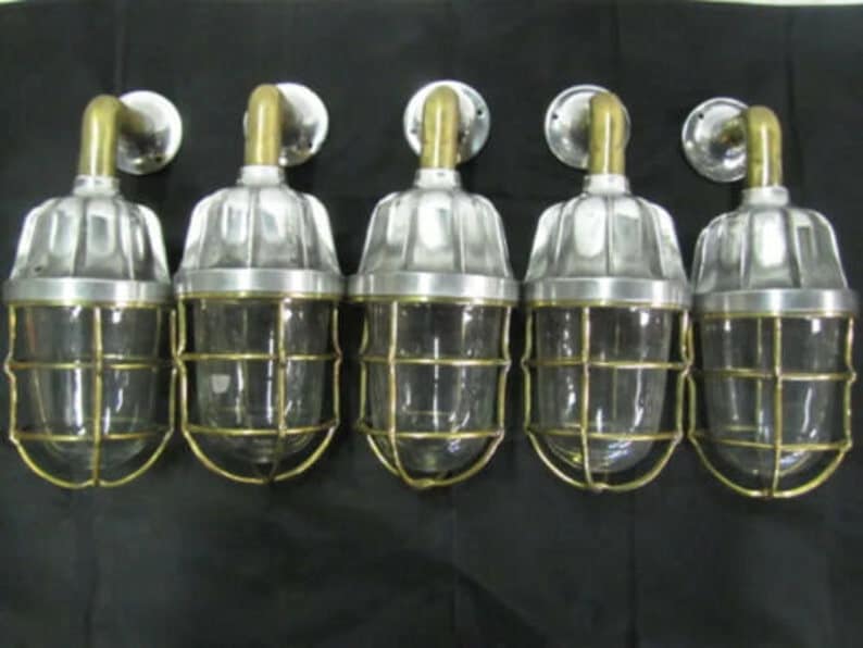 Nautical Swan Neck Interior Design Antique Aluminum & Brass Wall Ship ...