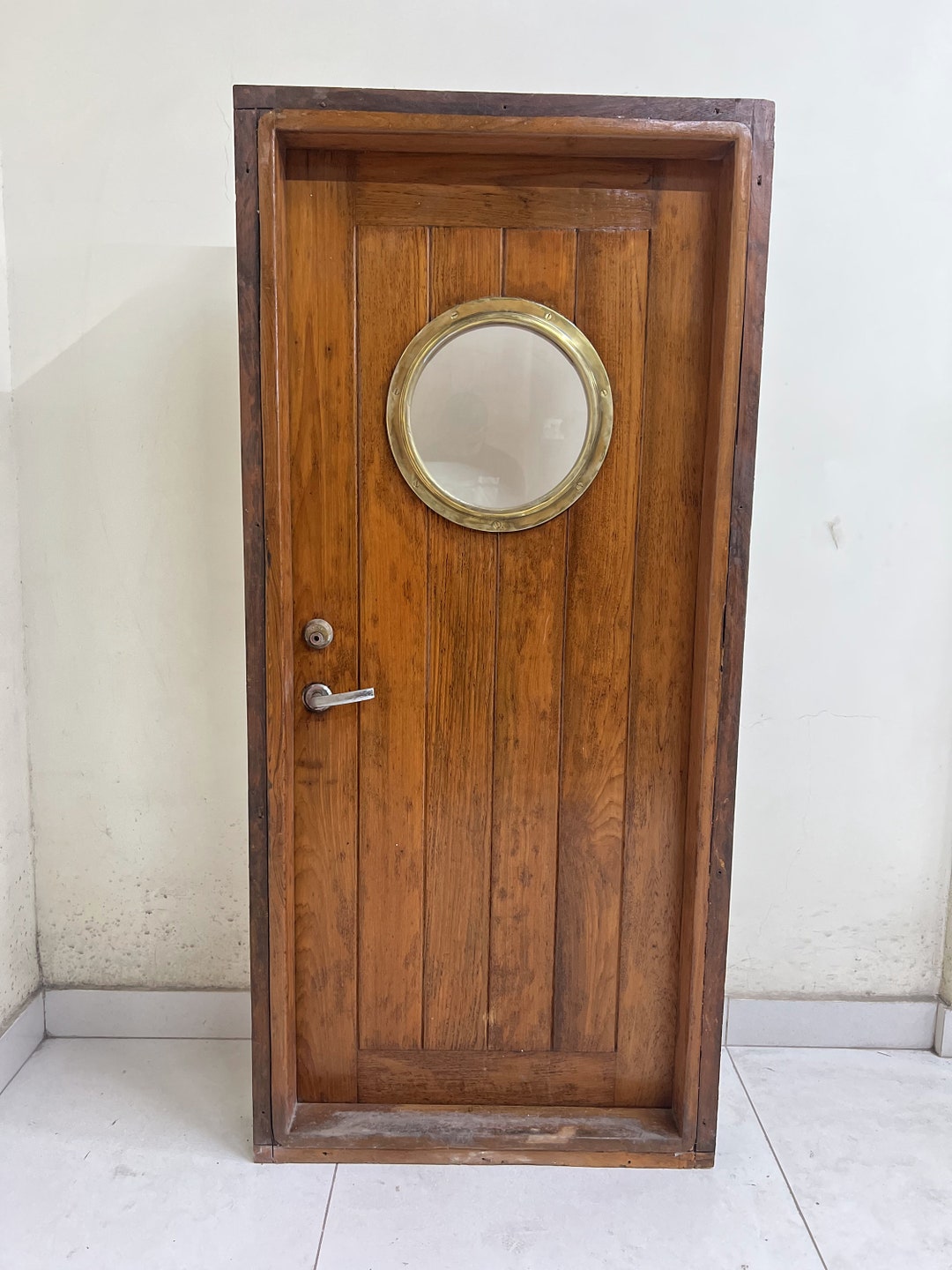 Nautical Antique Refurbish Vintage Ship Teak Wooden Door With Brass ...