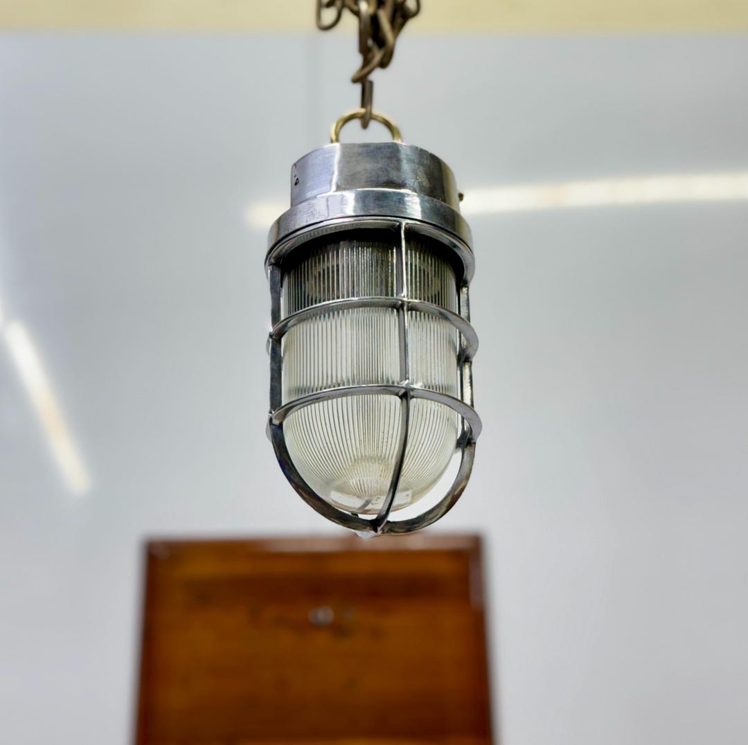 Ceiling Art Deco Old Aluminum Metal Bulkhead Hanging Pendant Light ...