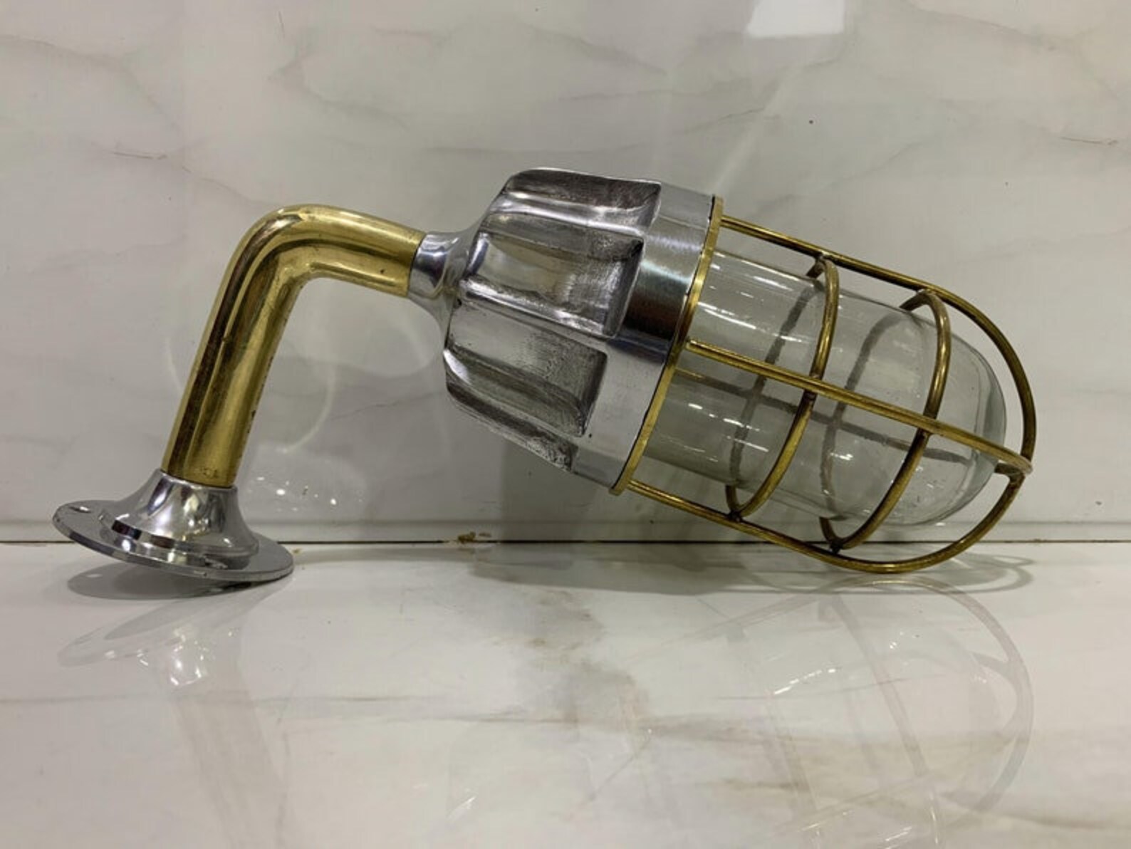 Nautical Swan Neck Interior Design Antique Aluminum & Brass Wall Ship ...