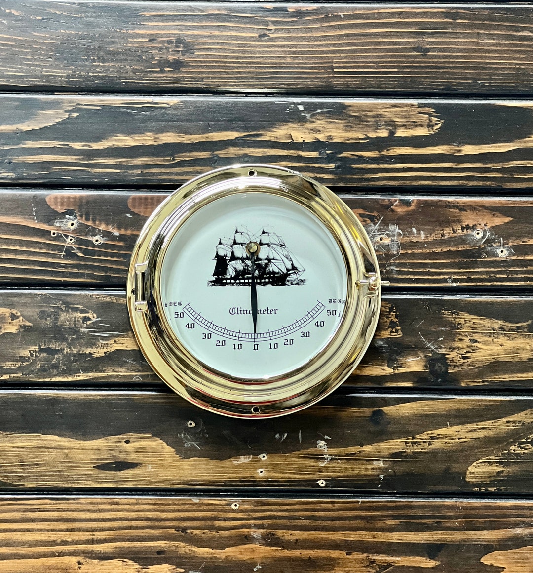 Clock Face Openable Wall Mounted Antique Marine Clinometer Instrument ...