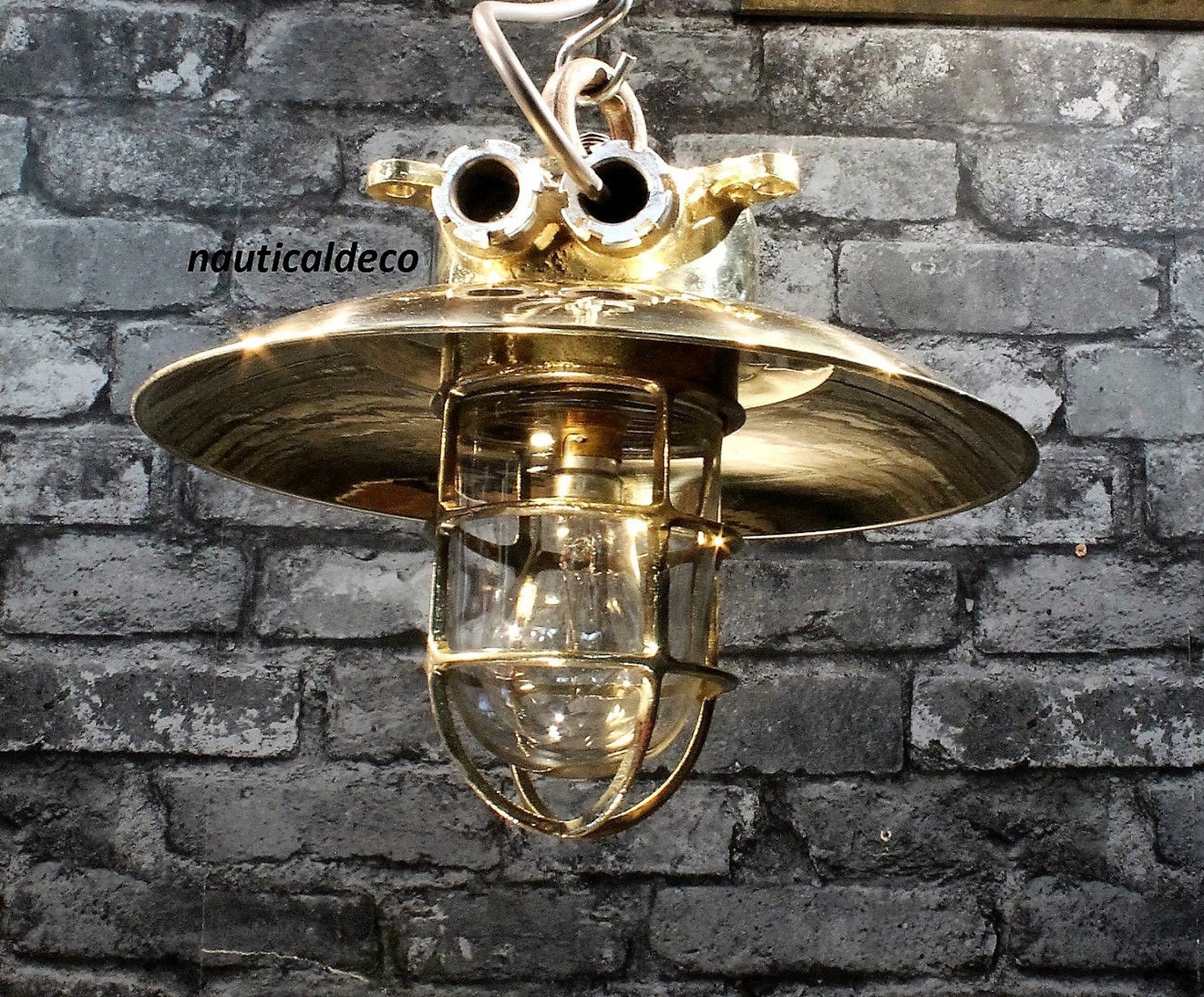 Antique Nautical Ship Brass Long Vintage Pendant Light With Shade ...