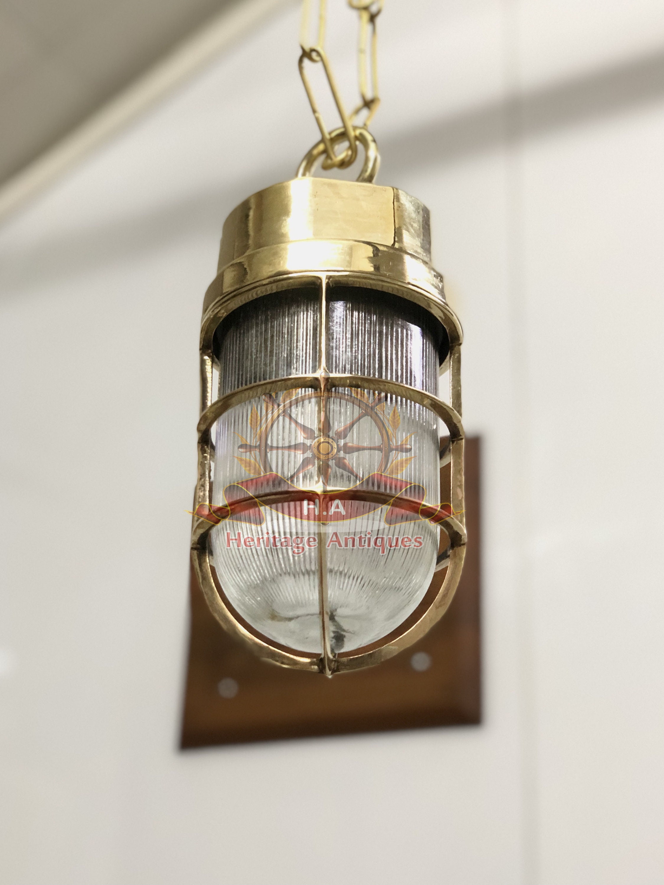 Authentic Reclaimed Antique Nautical Old Ship Brass Ceiling Chandelier ...